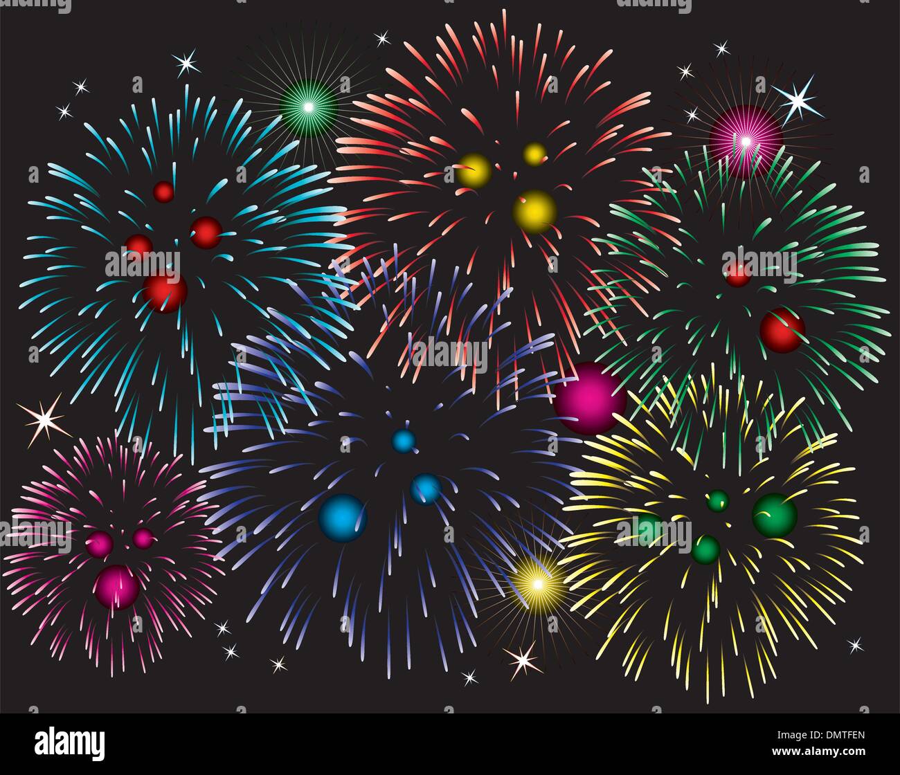 Sky with bright fireworks Stock Vector Images - Alamy