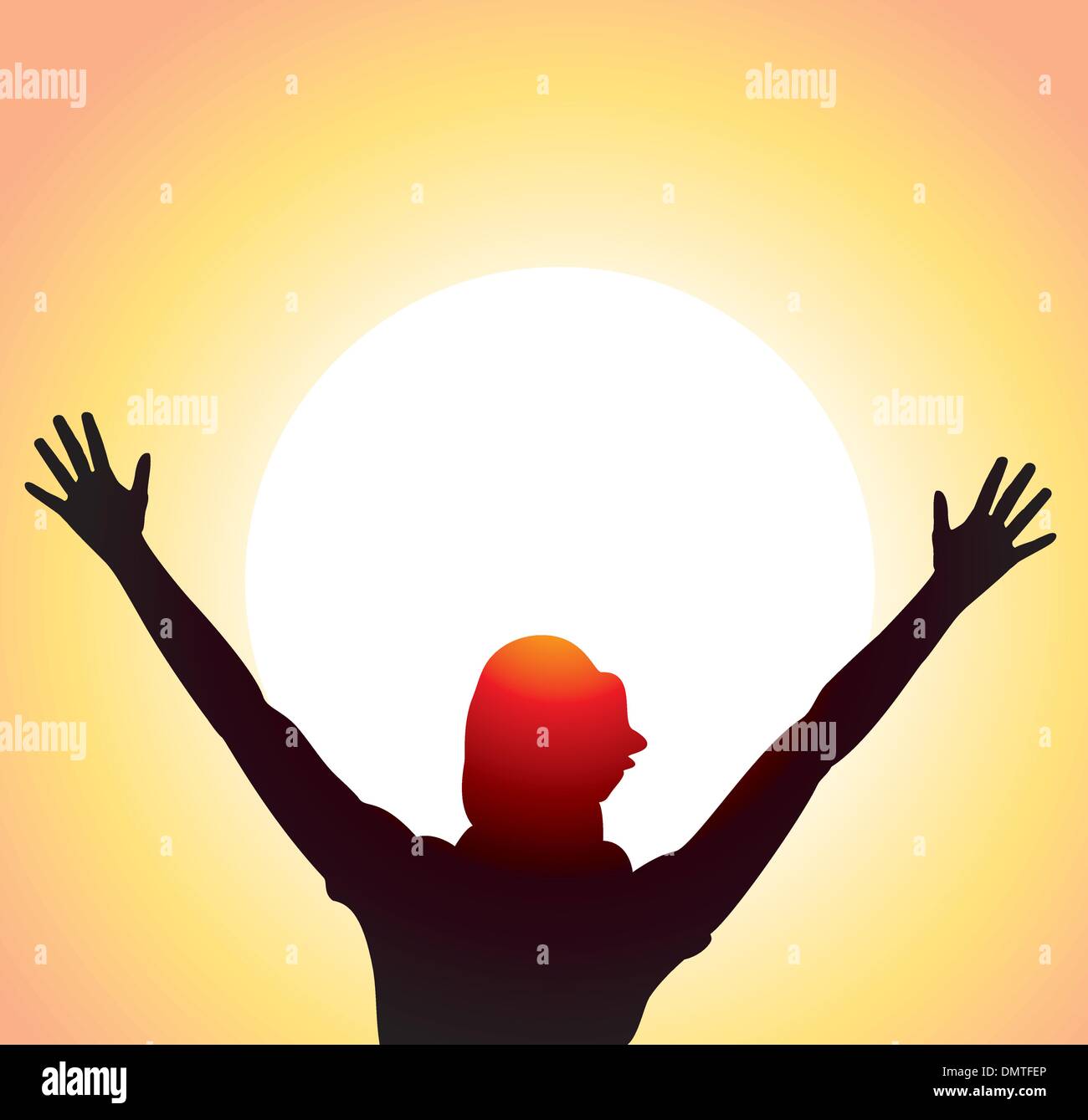 vector silhouette of a girl with raised hands Stock Vector Image & Art ...