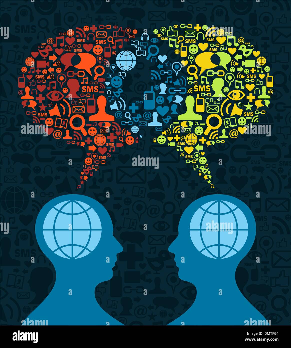 Social media brain communication Stock Vector Image & Art - Alamy