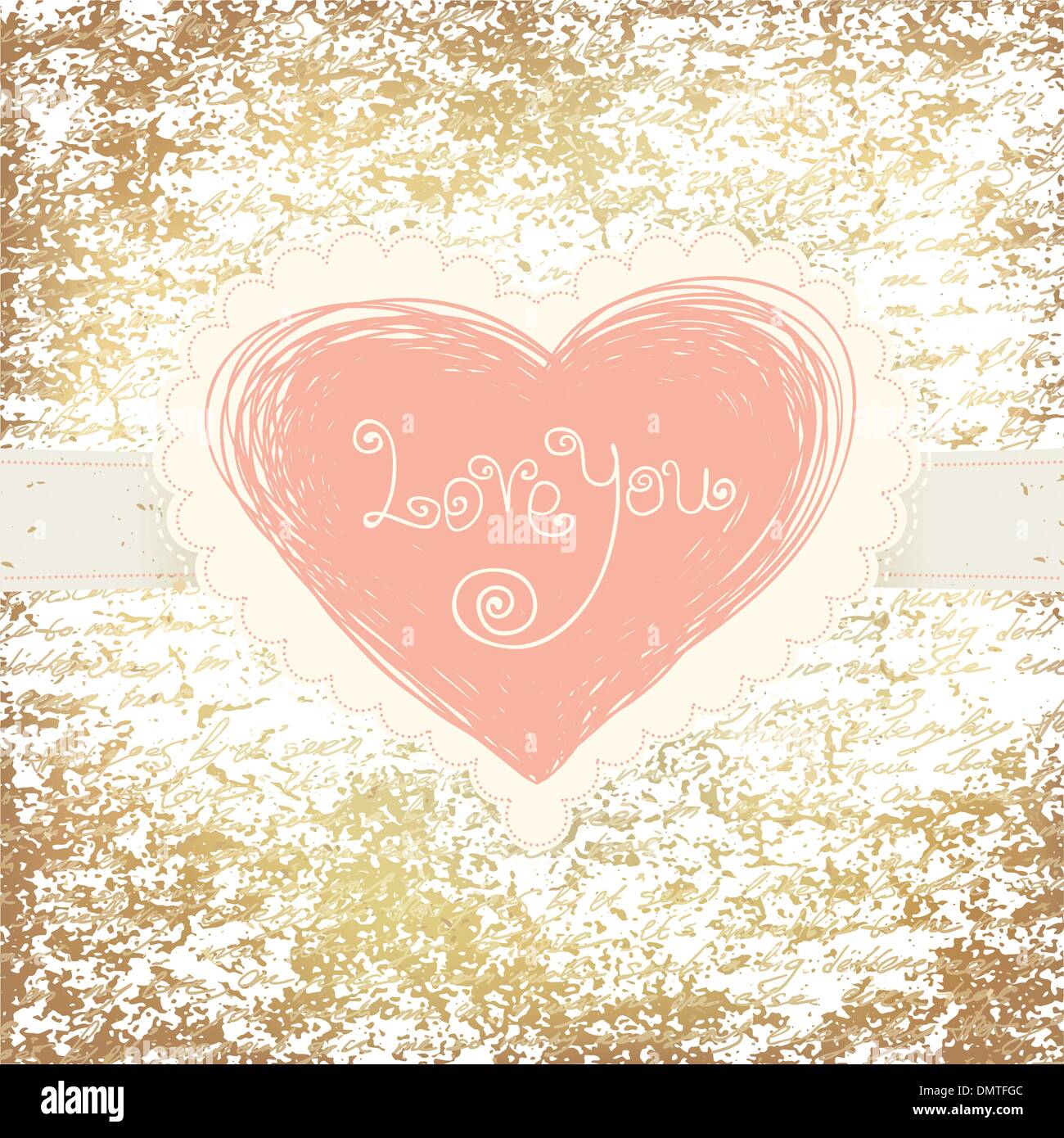 Beautiful greeting vintage Valentine`s card with pink heart. Vec Stock ...