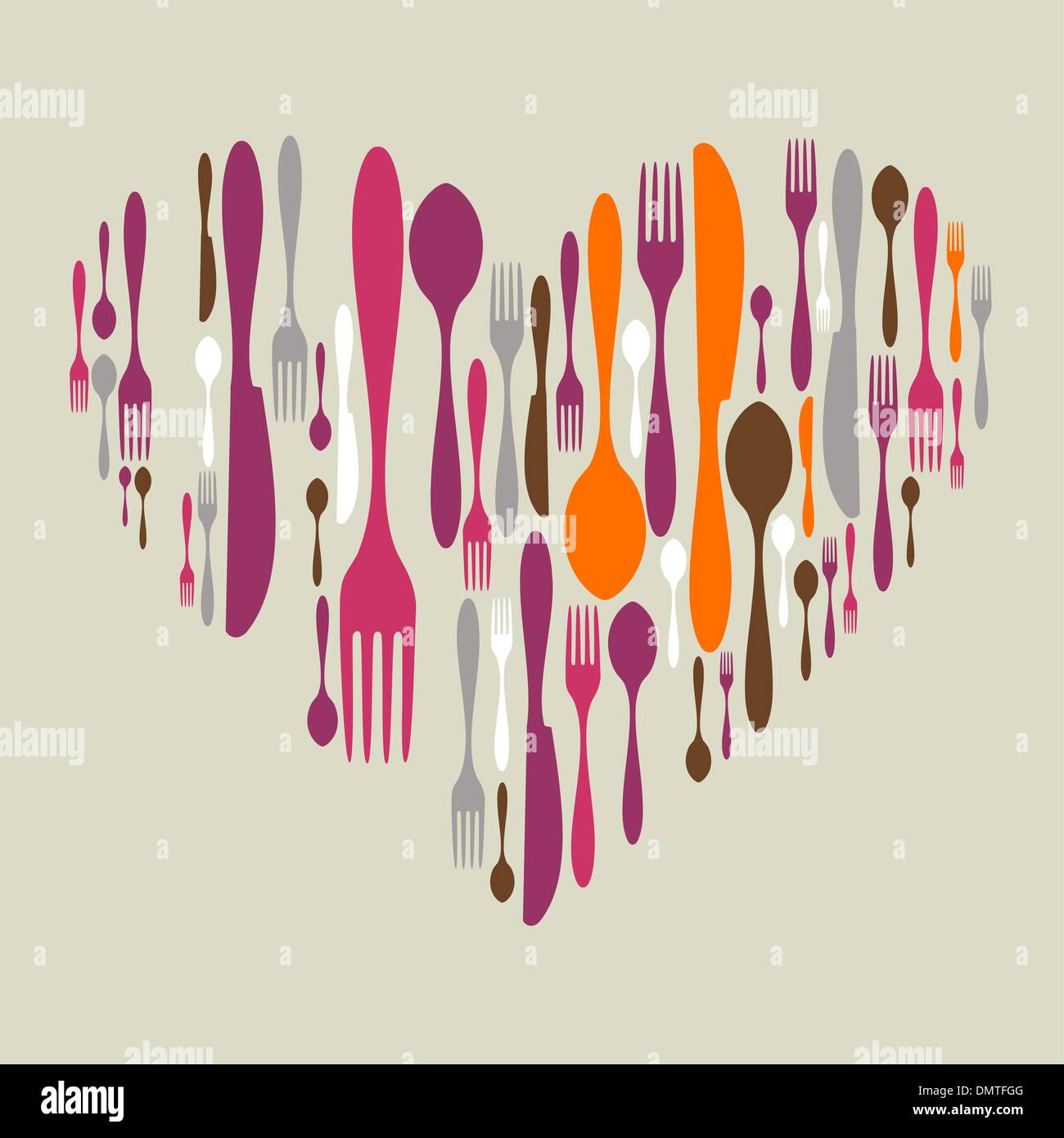 Cutlery icon set in heart shape Stock Vector Image & Art - Alamy