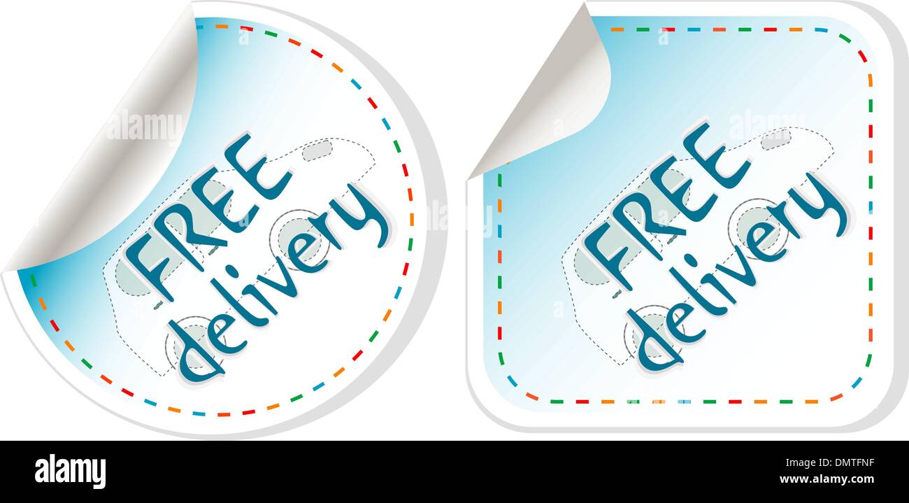 Free delivery stickers label set isolated on white Stock Vector Image ...