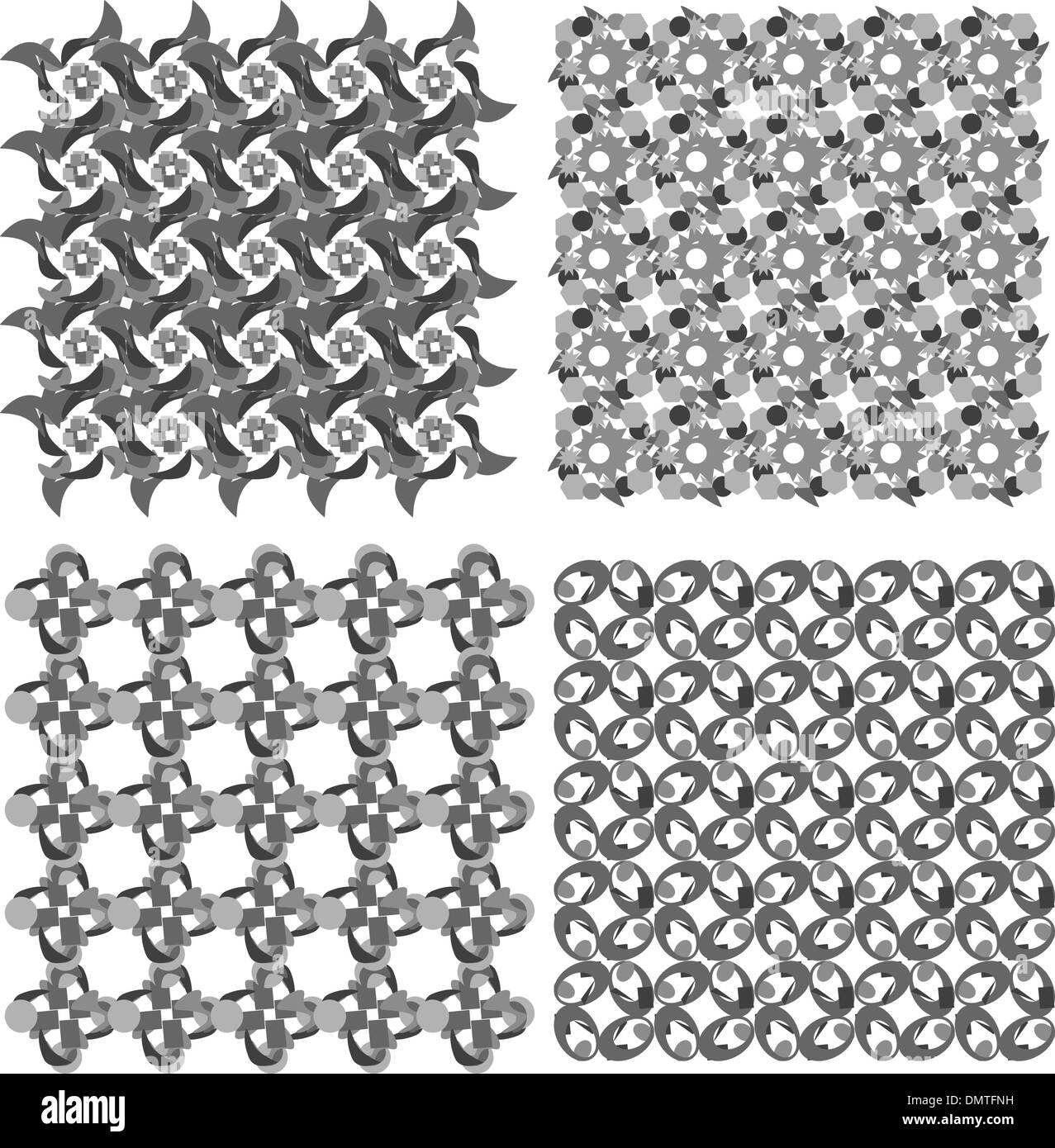 Black And White Geometric Seamless Patterns Set Vector Stock Vector