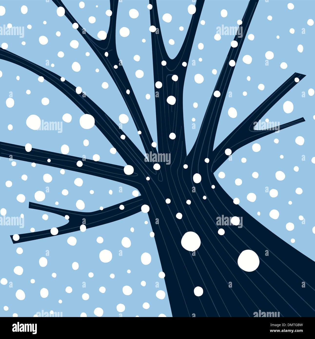 Winter tree with falling snow Stock Vector Image & Art - Alamy