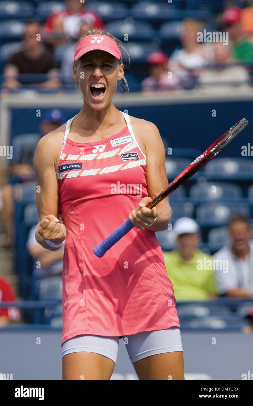 Elena Dementieva or Russia celebrates after defeating Samantha Stosur ...
