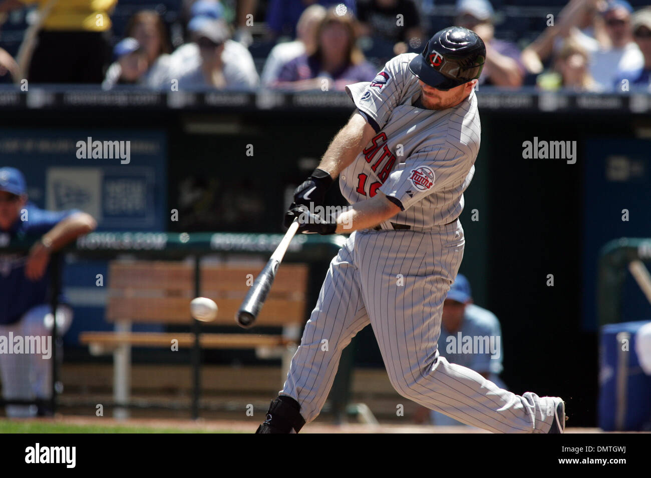 Minnesota Twins designated hitter Jason Kubel makes contact during the ...