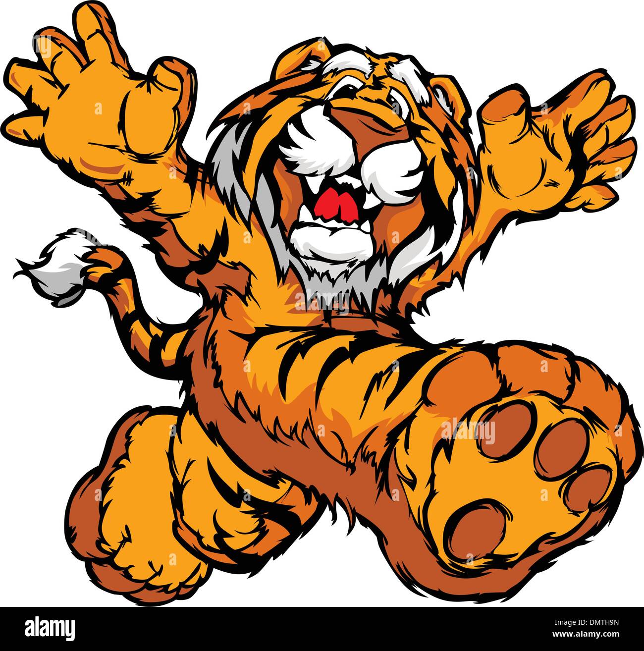 Graphic Vector Image of a Happy Running Tiger Mascot Stock Vector Image ...