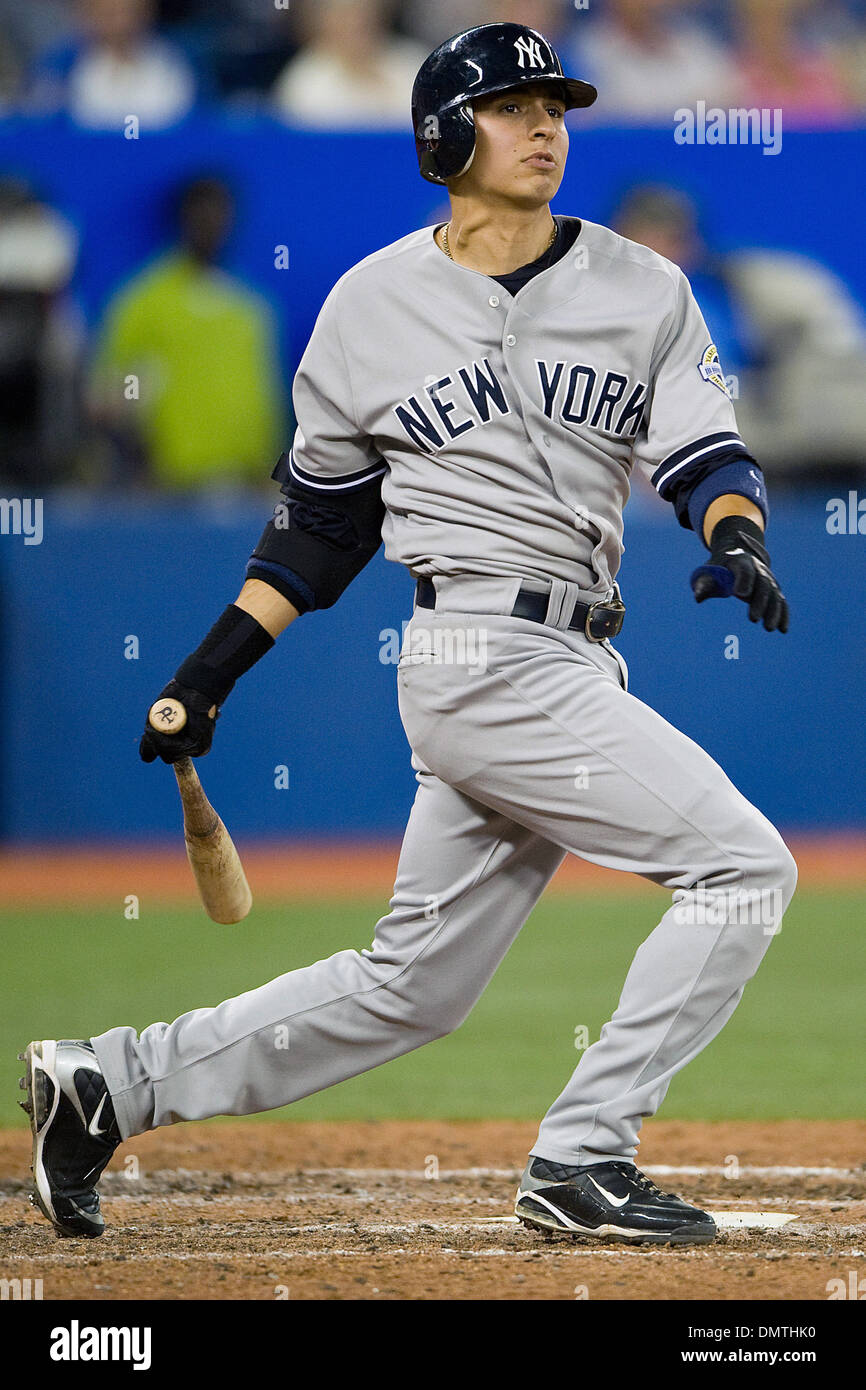 New York Yankees third baseman Ramiro Pena #19 had the only hit for the ...
