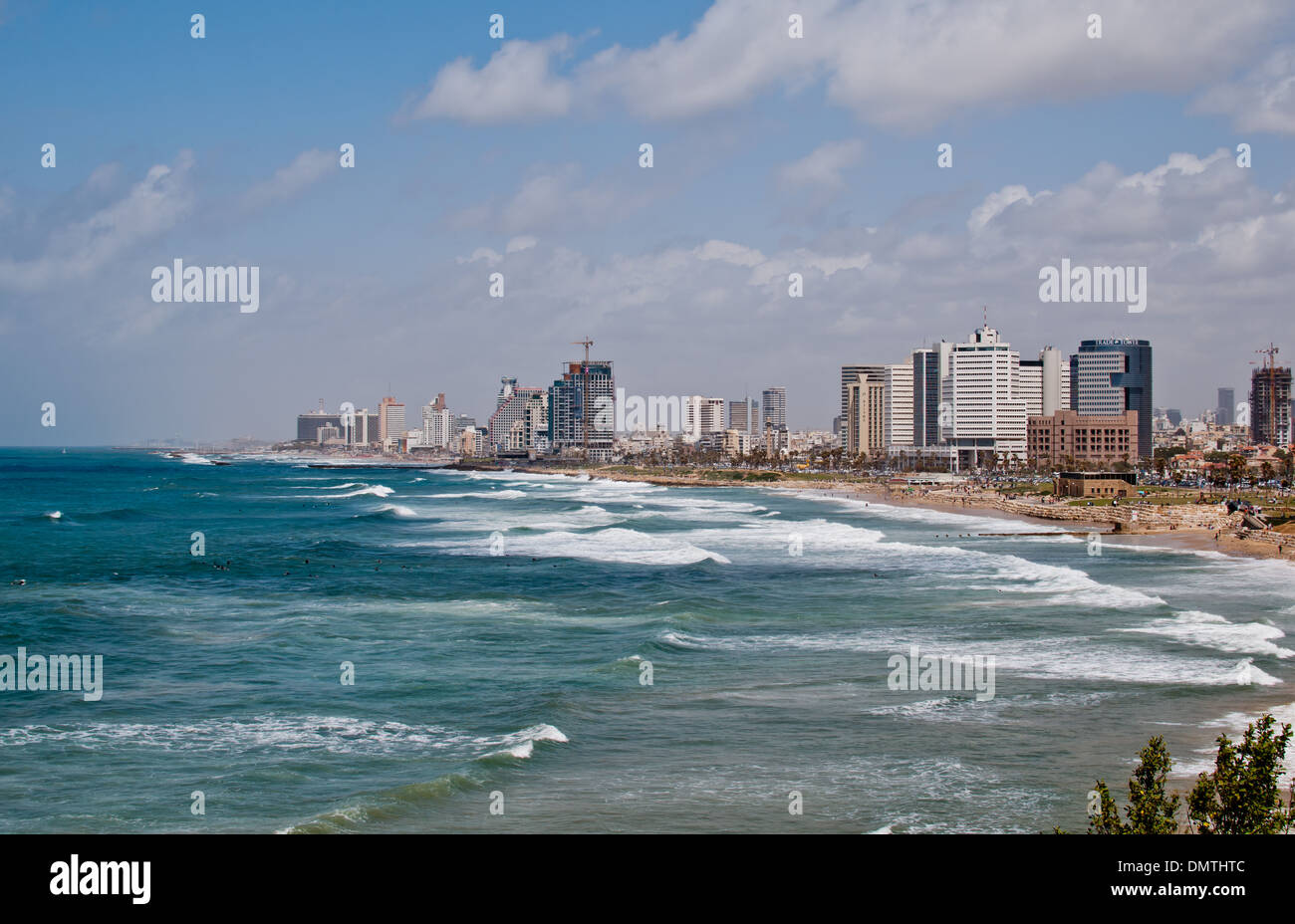 A view of the city of Tel Aviv's coastline from the neighborhood of ...