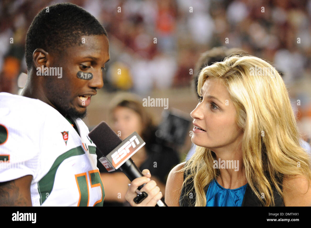 Miami quarterback, Jacory Harris, is interviewed by Erin Andrews ...