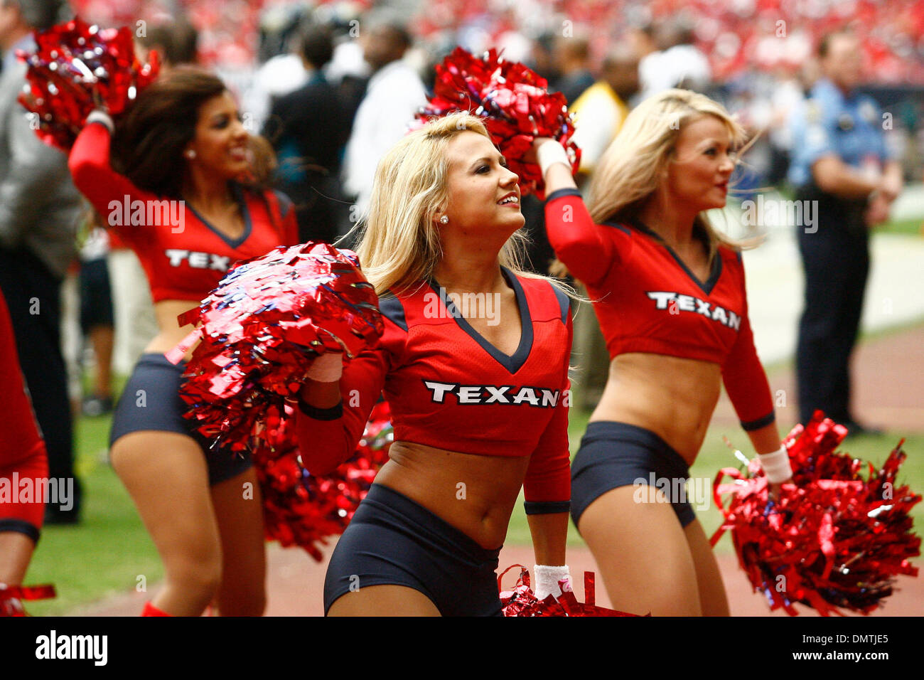 Houston Texans cheerleaders dancing a routine. The Jaguars defeated the ...