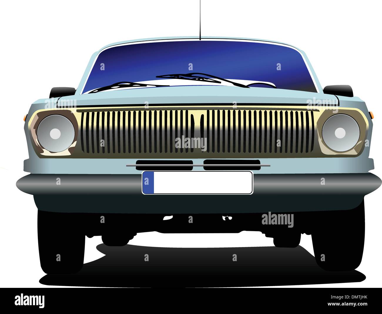 Fifty years old blue rarity car. Vector illustration Stock Vector Image ...