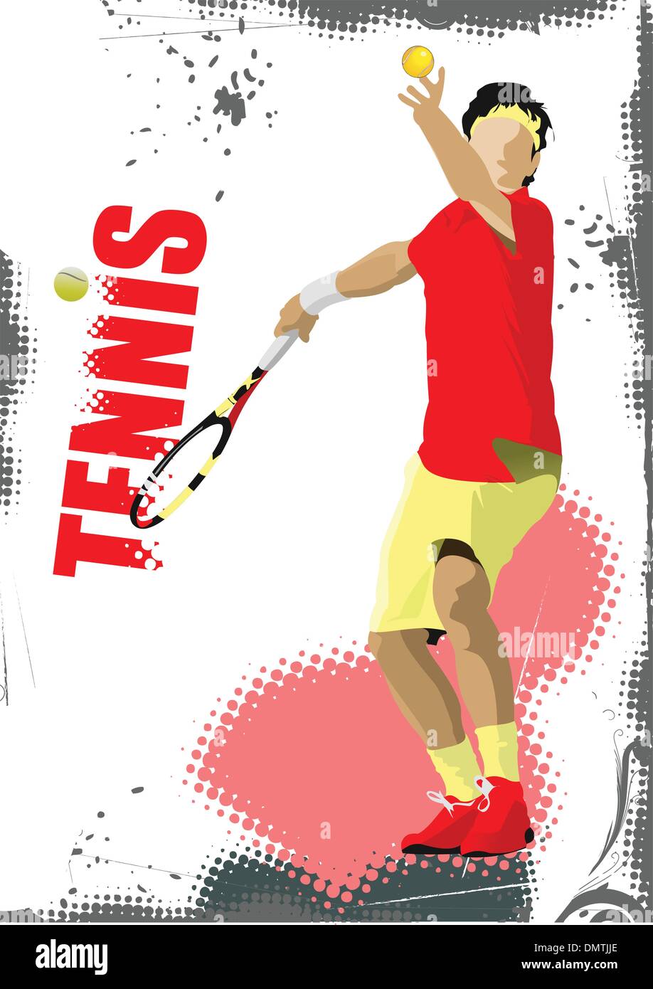 Tennis player poster. Colored Vector illustration for designers Stock ...
