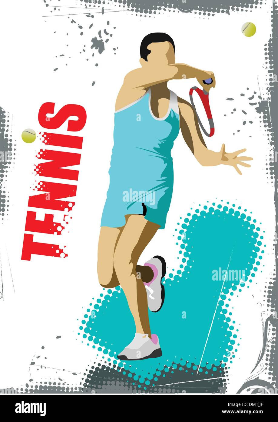 Tennis player poster. Colored Vector illustration for designers Stock ...