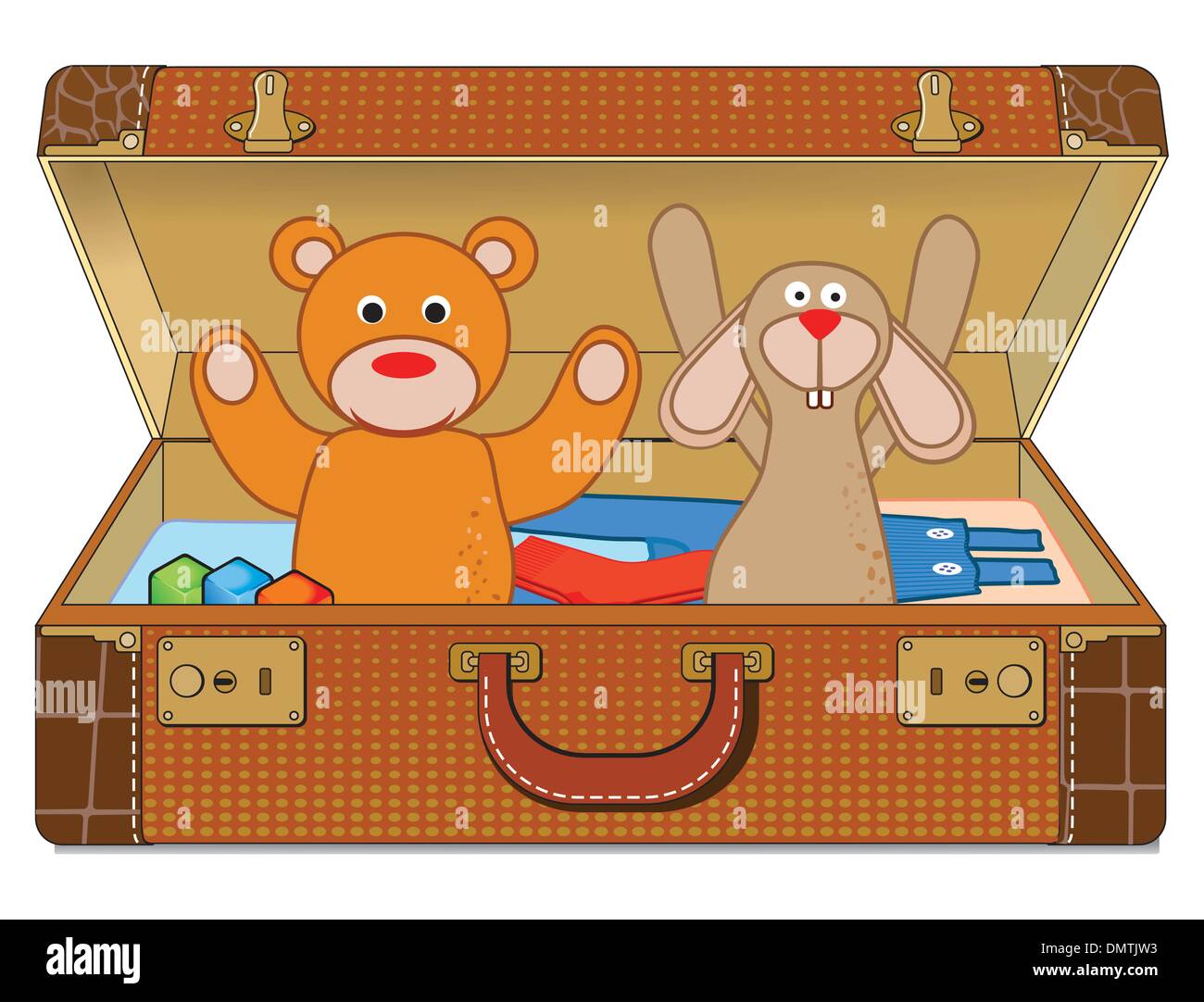 Suitcase with stuffed animals Stock Vector Image & Art - Alamy