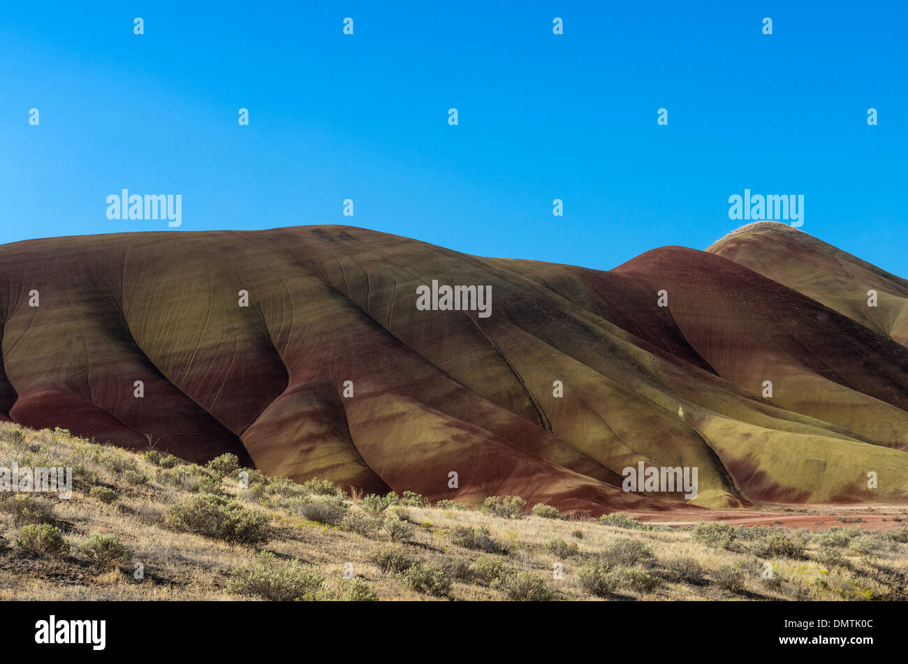 Layers of colored soil deposited by volcanic eruptions in the Painted ...