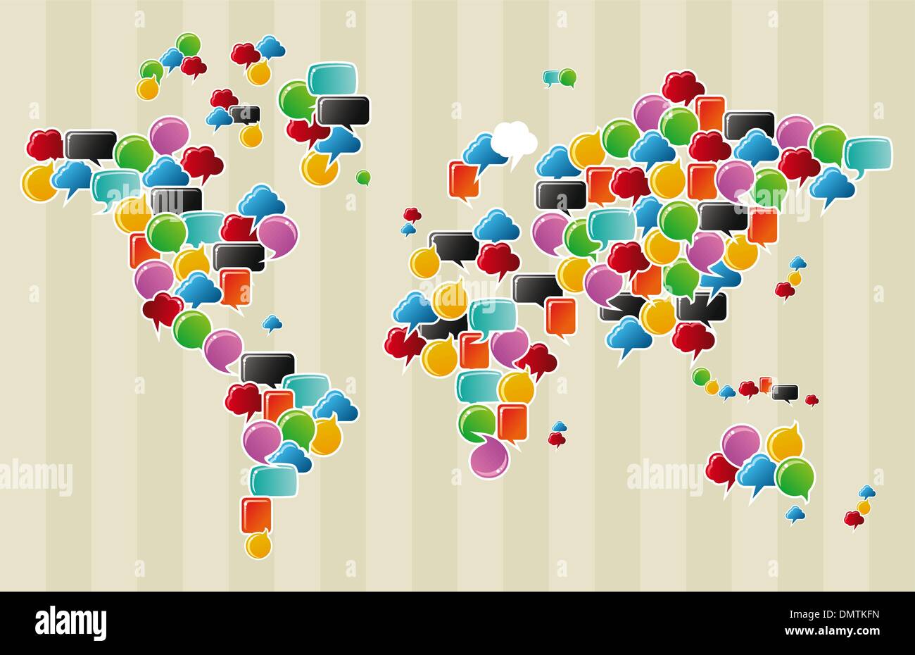 Social media bubbles globe world map Stock Vector Image & Art - Alamy