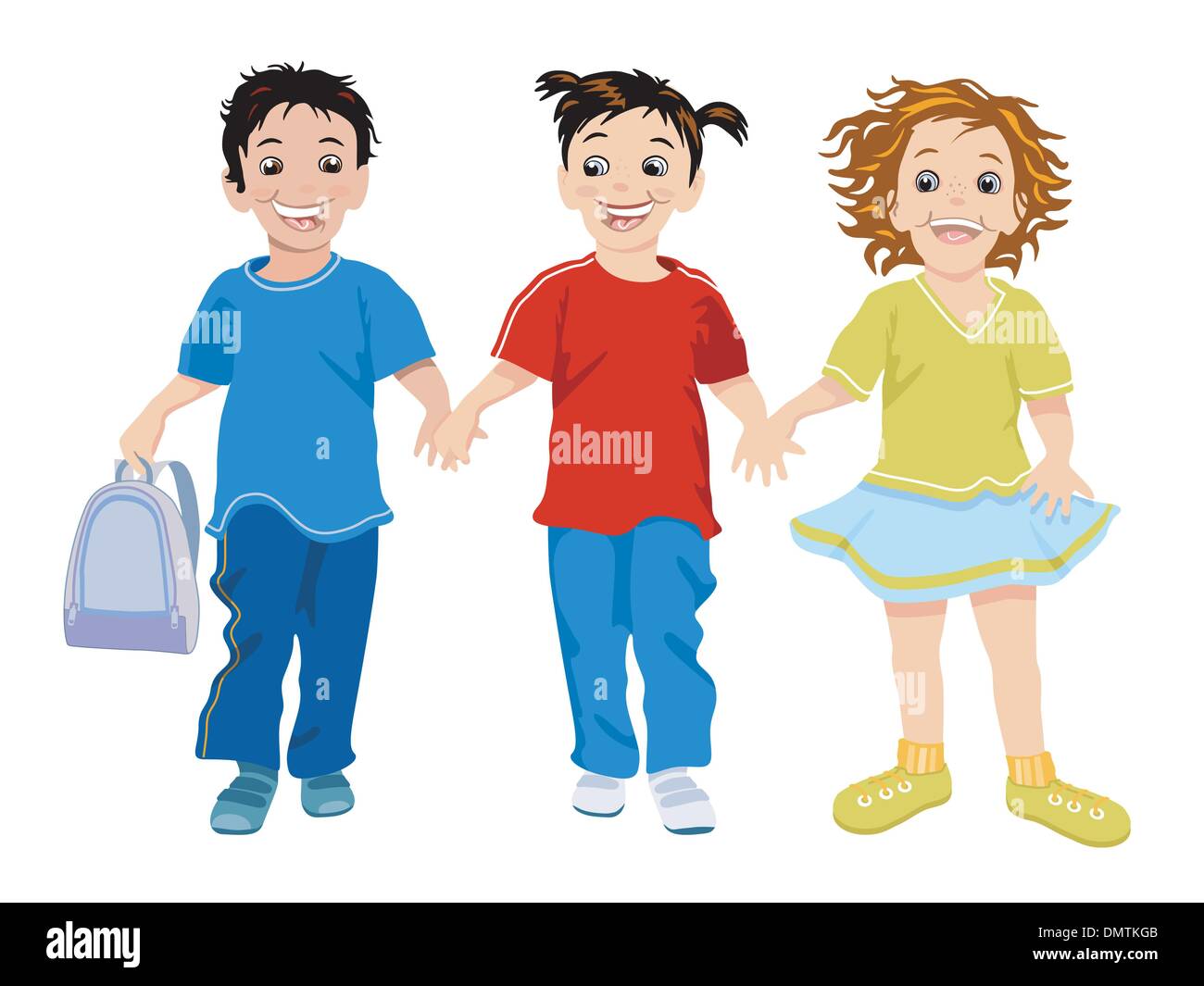 Family with three children Stock Vector Images - Alamy