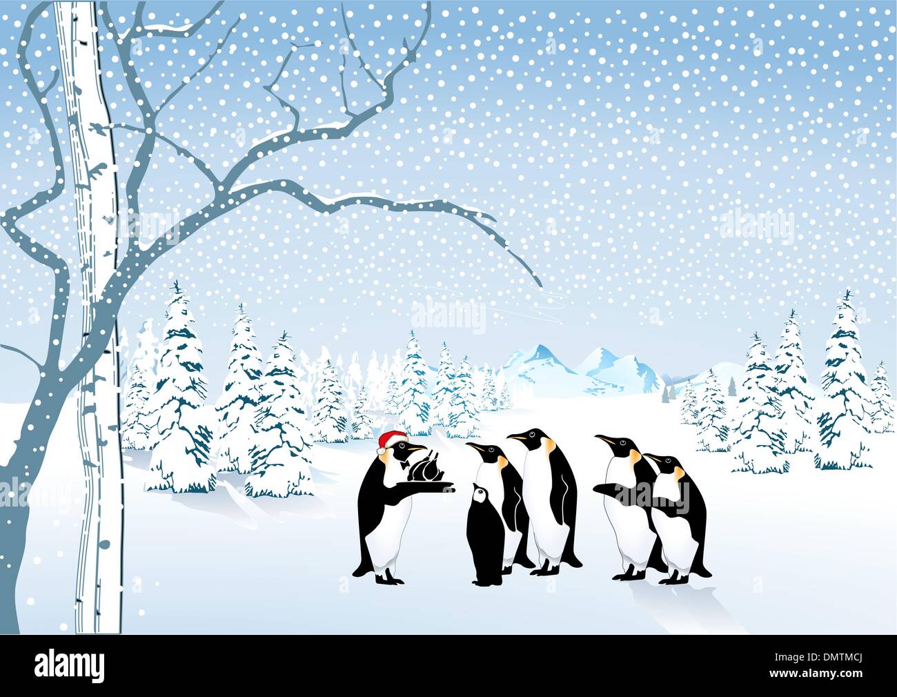 Penguin christmas snow Stock Vector Images - Alamy