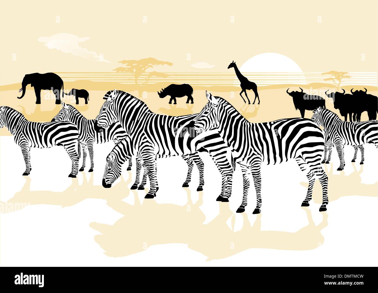 wild animals in the savannah Stock Vector Image & Art - Alamy