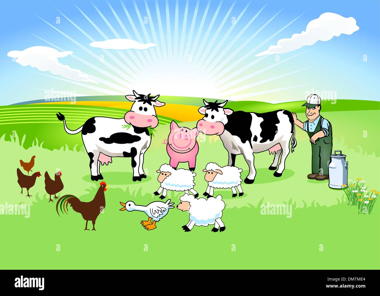 Farmer animals pig cow Stock Vector Images - Alamy
