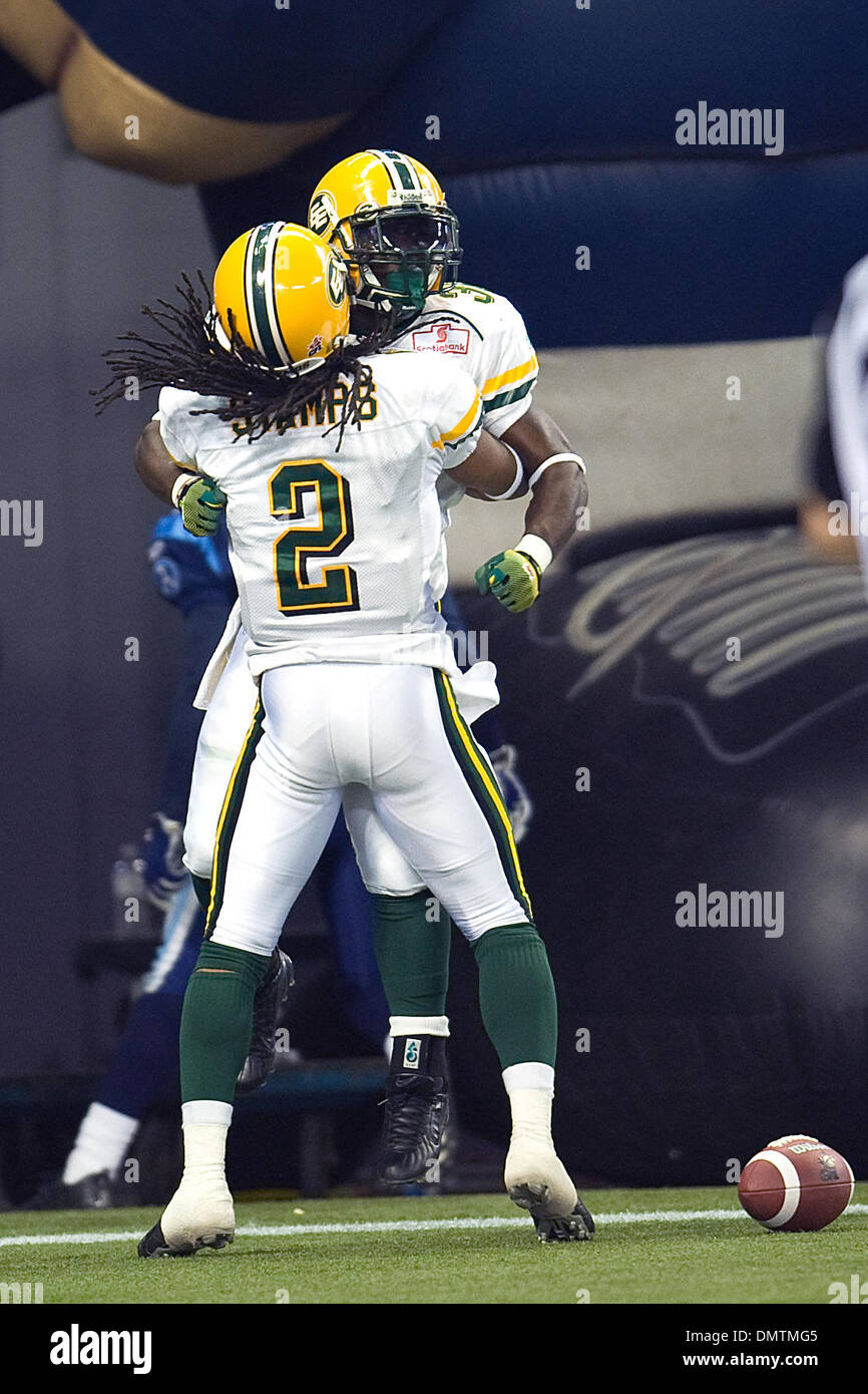 Edmonton Eskimos running back Arkee Whitlock #36 celebrates with ...
