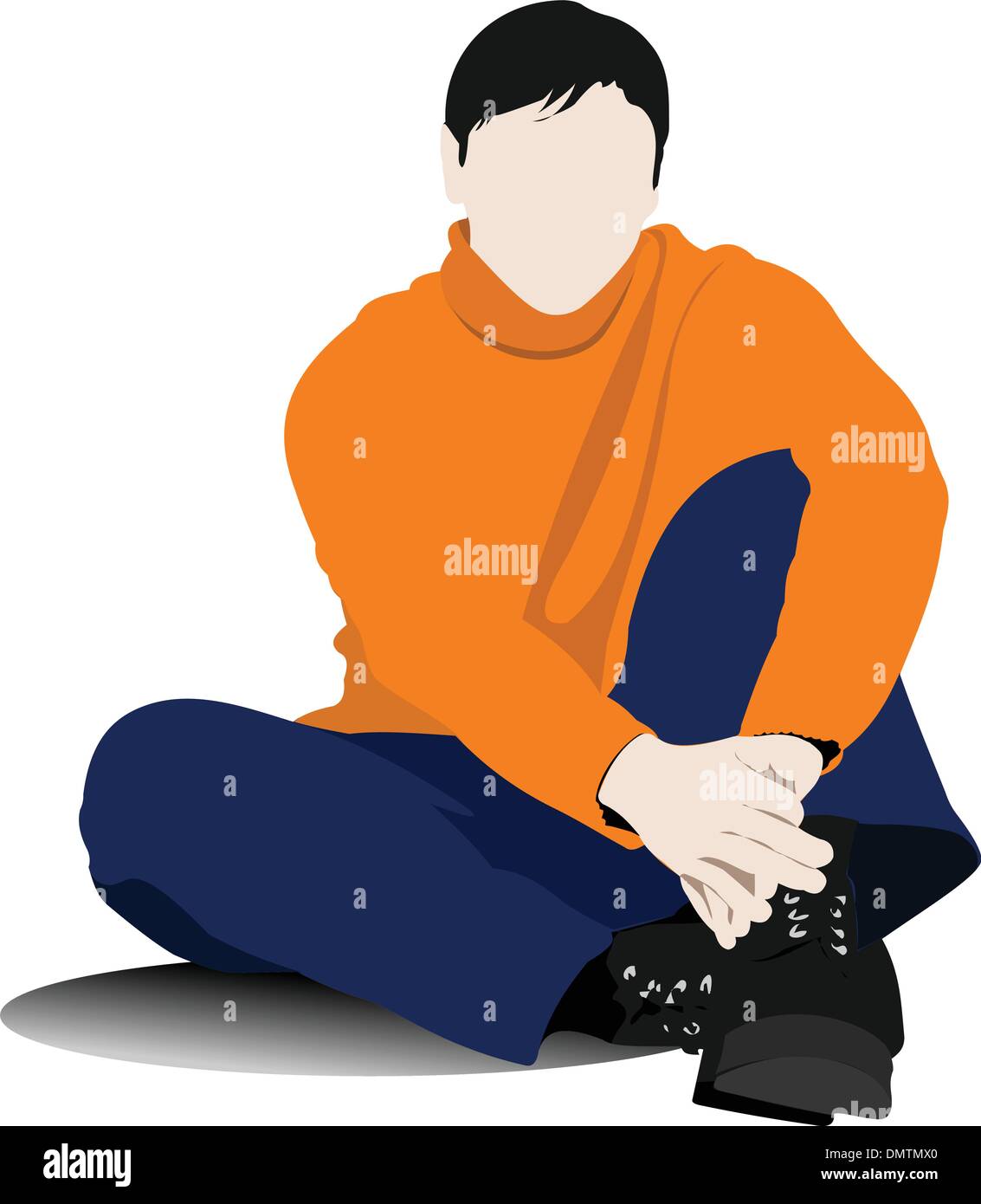 Sitting young man on the floor. Vector illustration Stock Vector Image ...