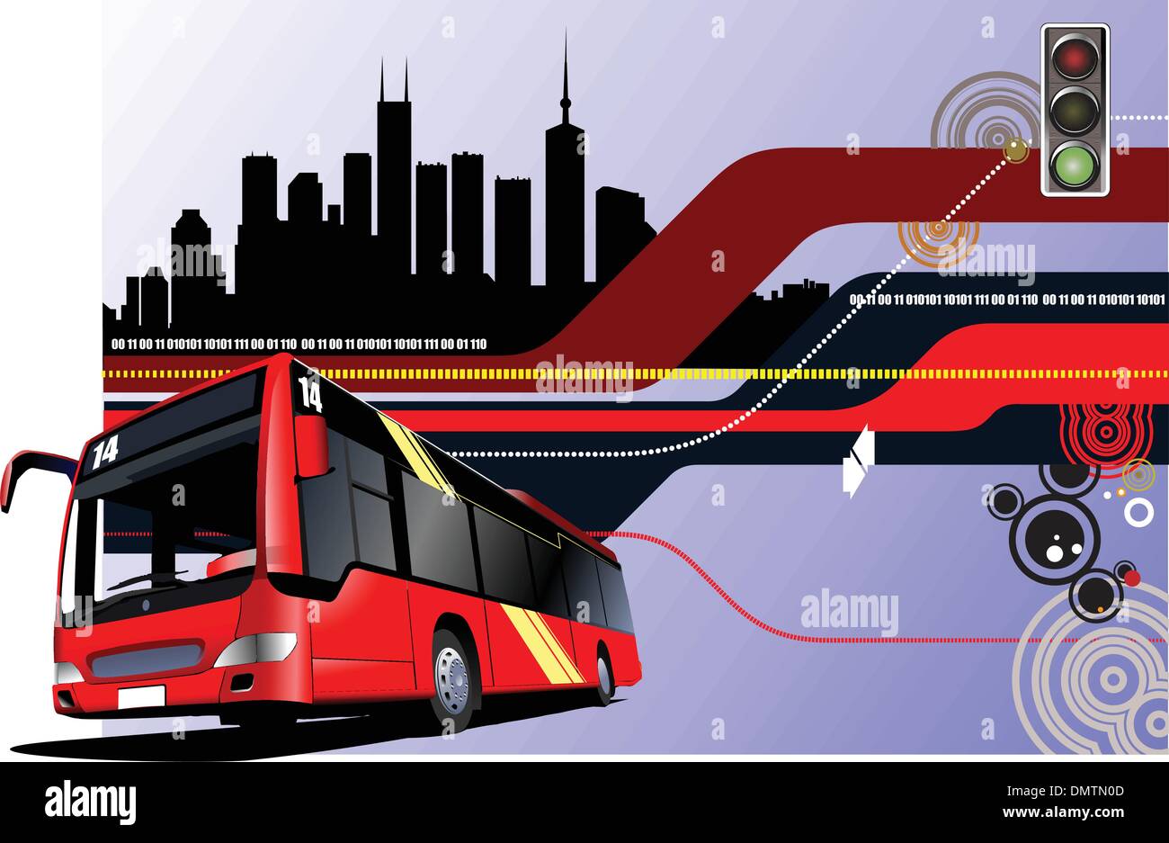 Abstract hi-tech background with city bus image. Vector illustra Stock ...