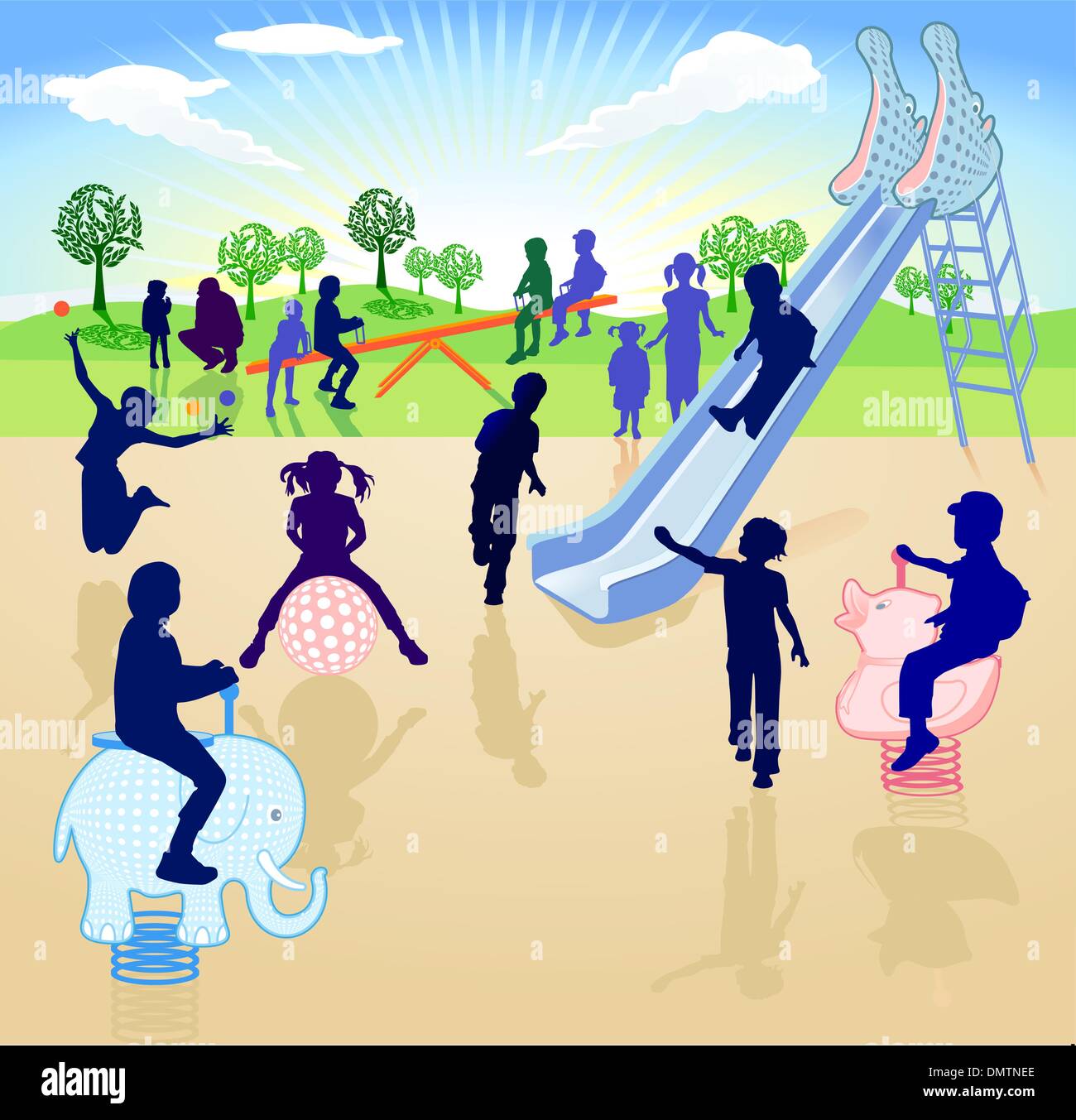 Playground spring rocker Stock Vector Images - Alamy