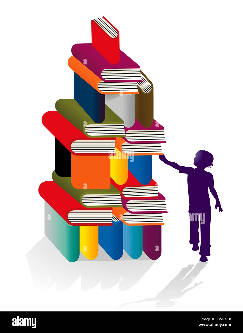 Student with book pile Stock Vector Images - Alamy