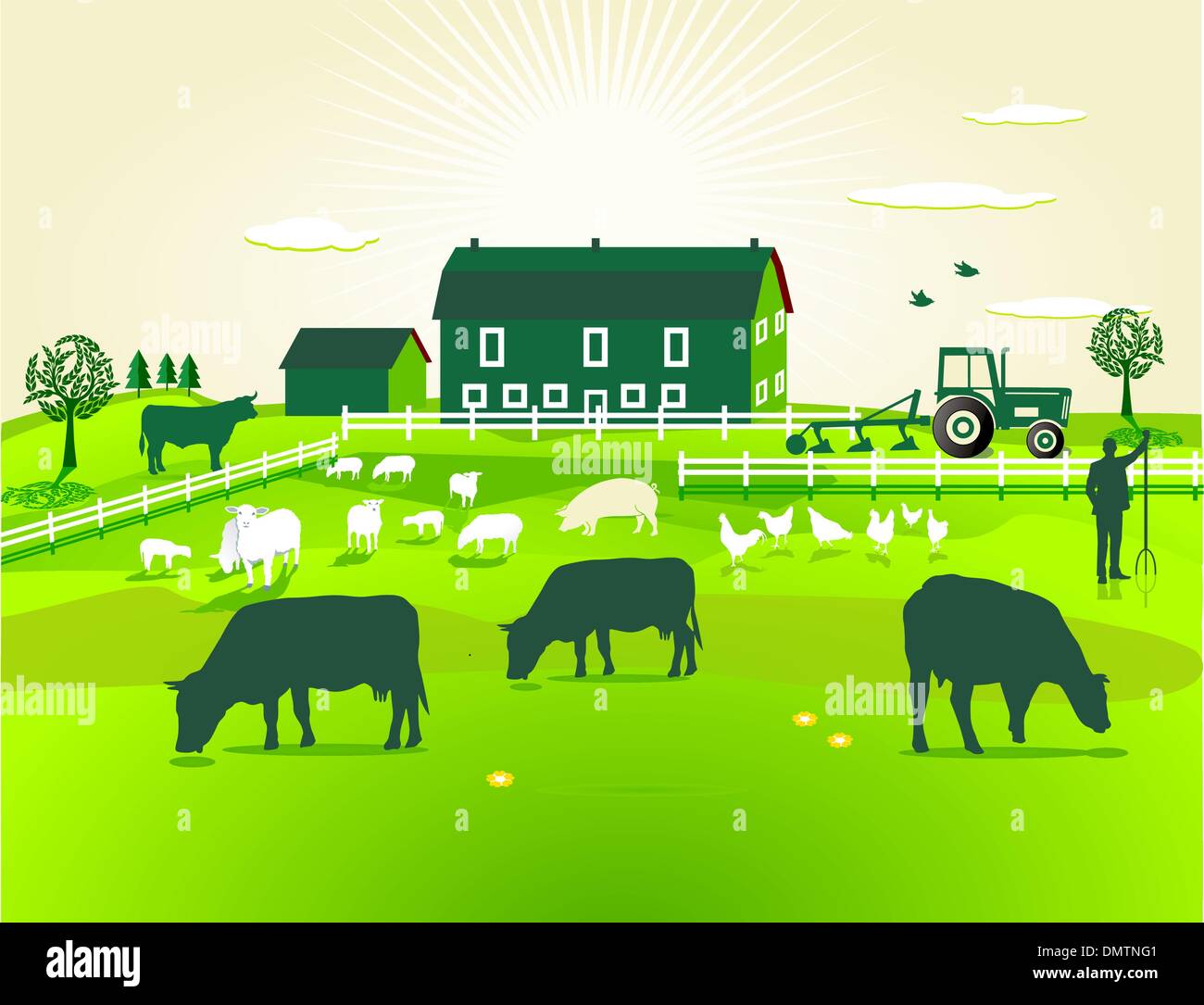 Farm animal green Stock Vector Images - Alamy