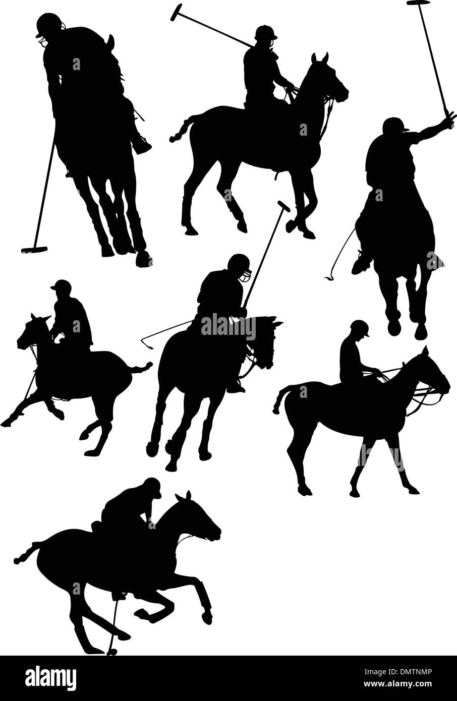 Black and white polo players vector silhouette Stock Vector Image & Art ...