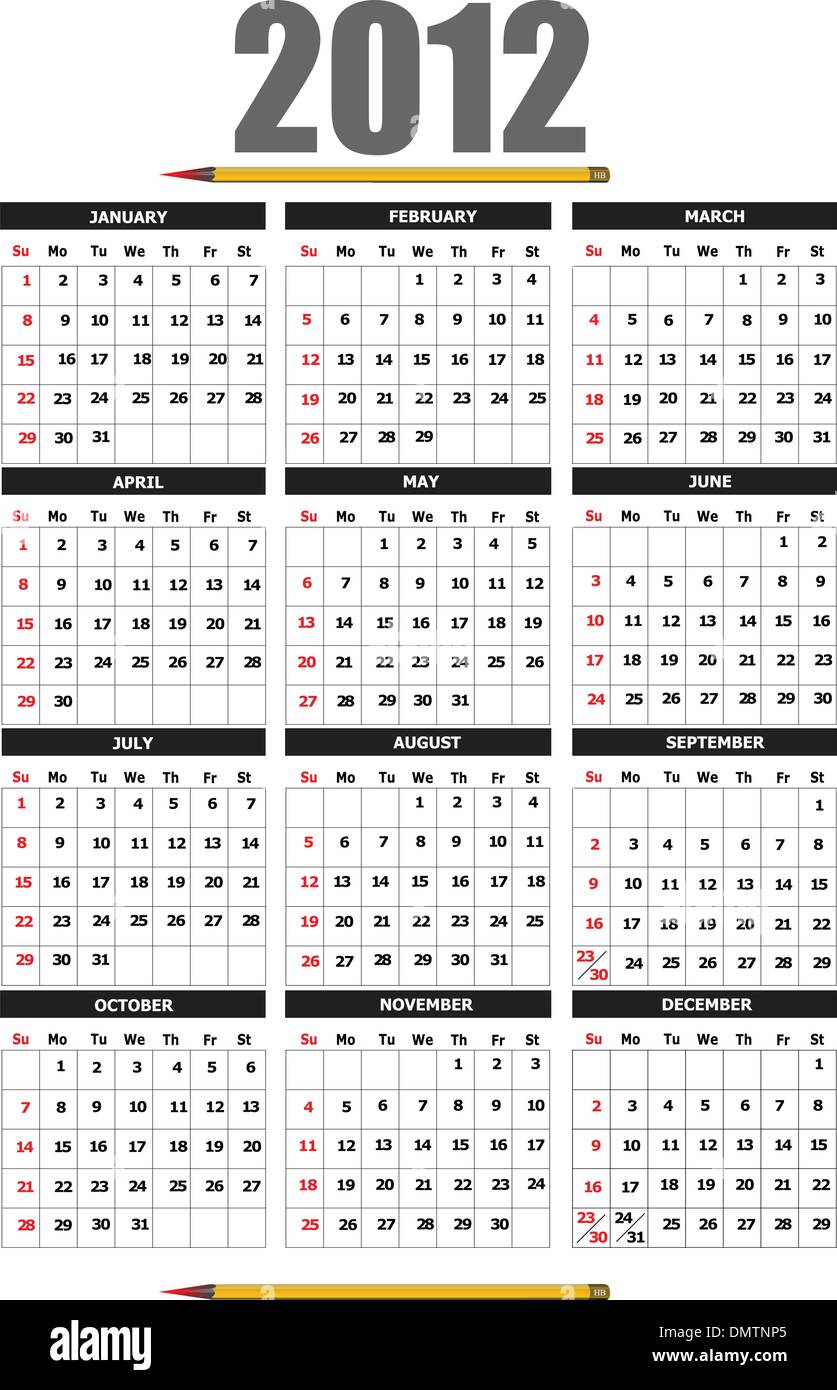 2012 calendar with flower image. Vector illustration Stock Vector Image ...