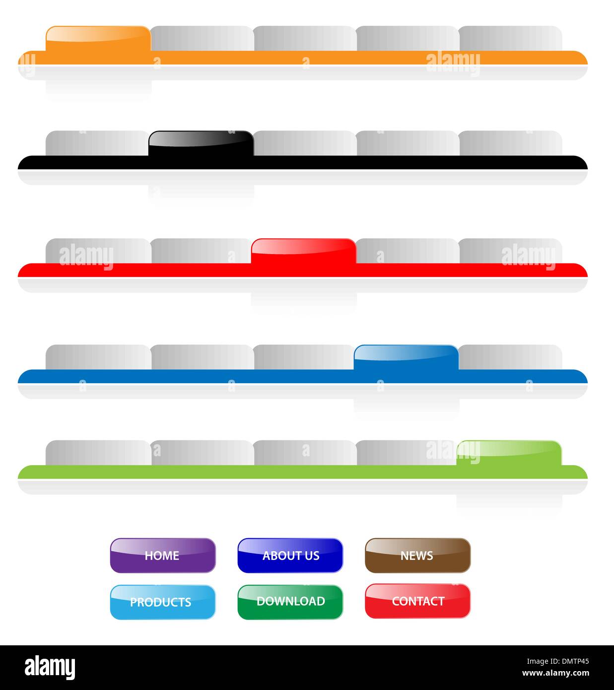 Set of vector aqua web 2.0 site navigation tabs and buttons. Per Stock ...