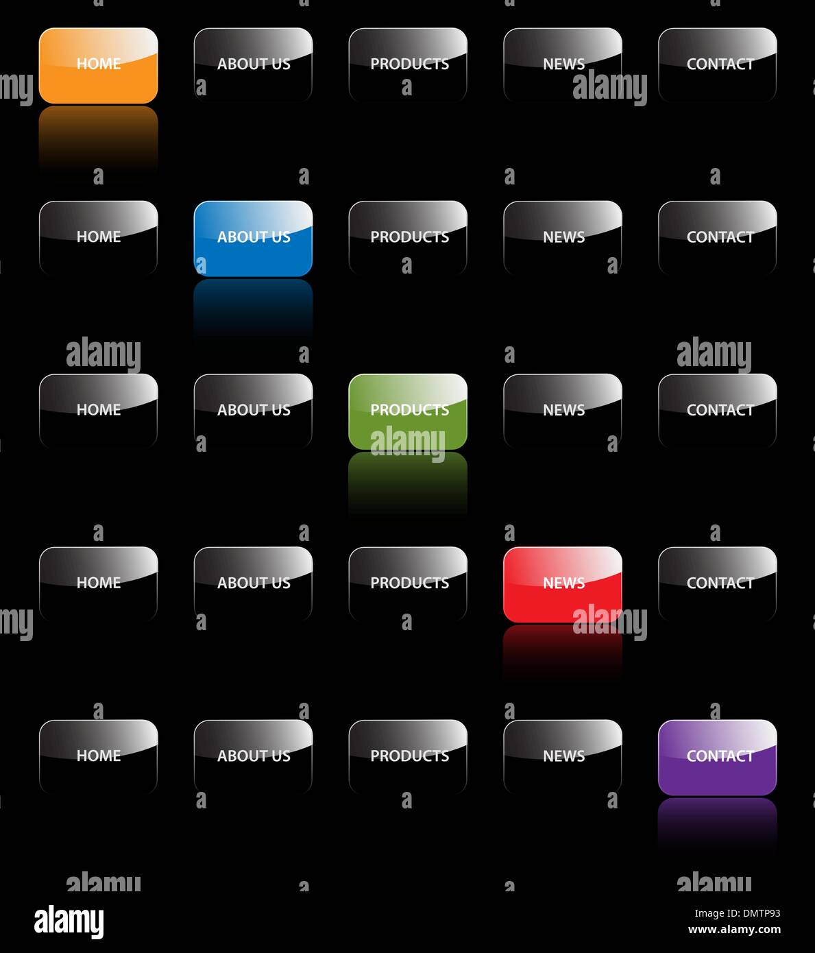 Set of vector aqua web 2.0 site navigation tabs and buttons. Eas Stock ...