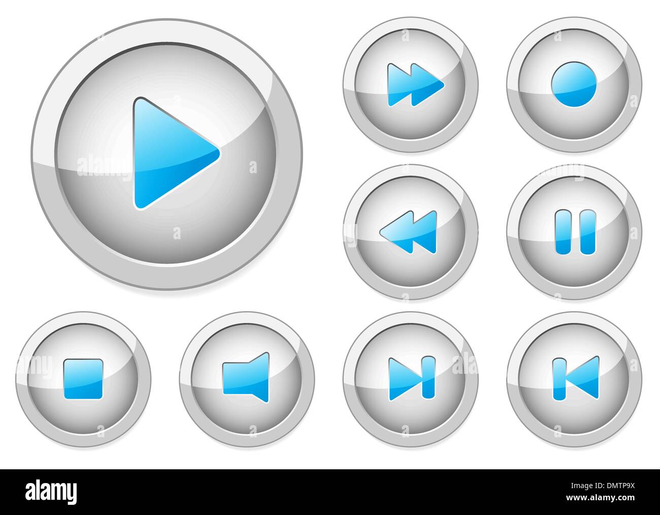 Set of stylish vector multimedia buttons. Aqua web 2.0. More in Stock ...
