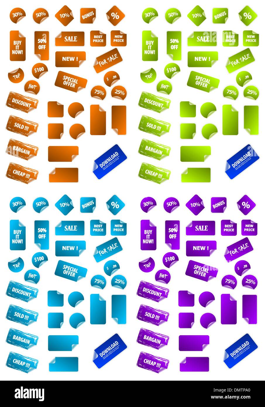 Collection of multicolored vector sticky marketing labels. Perfe Stock ...