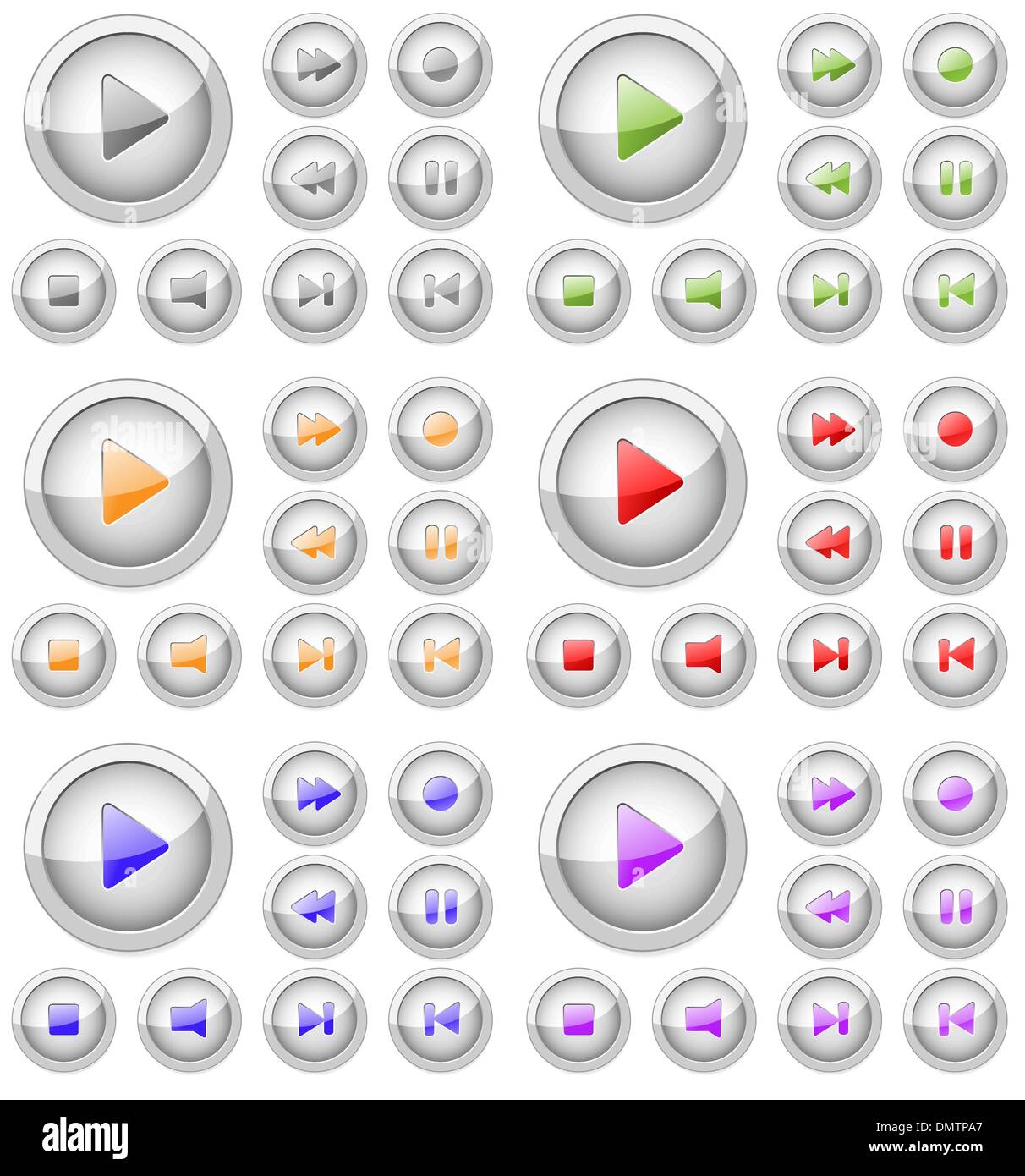 Set of stylish colored vector multimedia buttons. Aqua web 2.0 Stock Vector Image & Art - Alamy