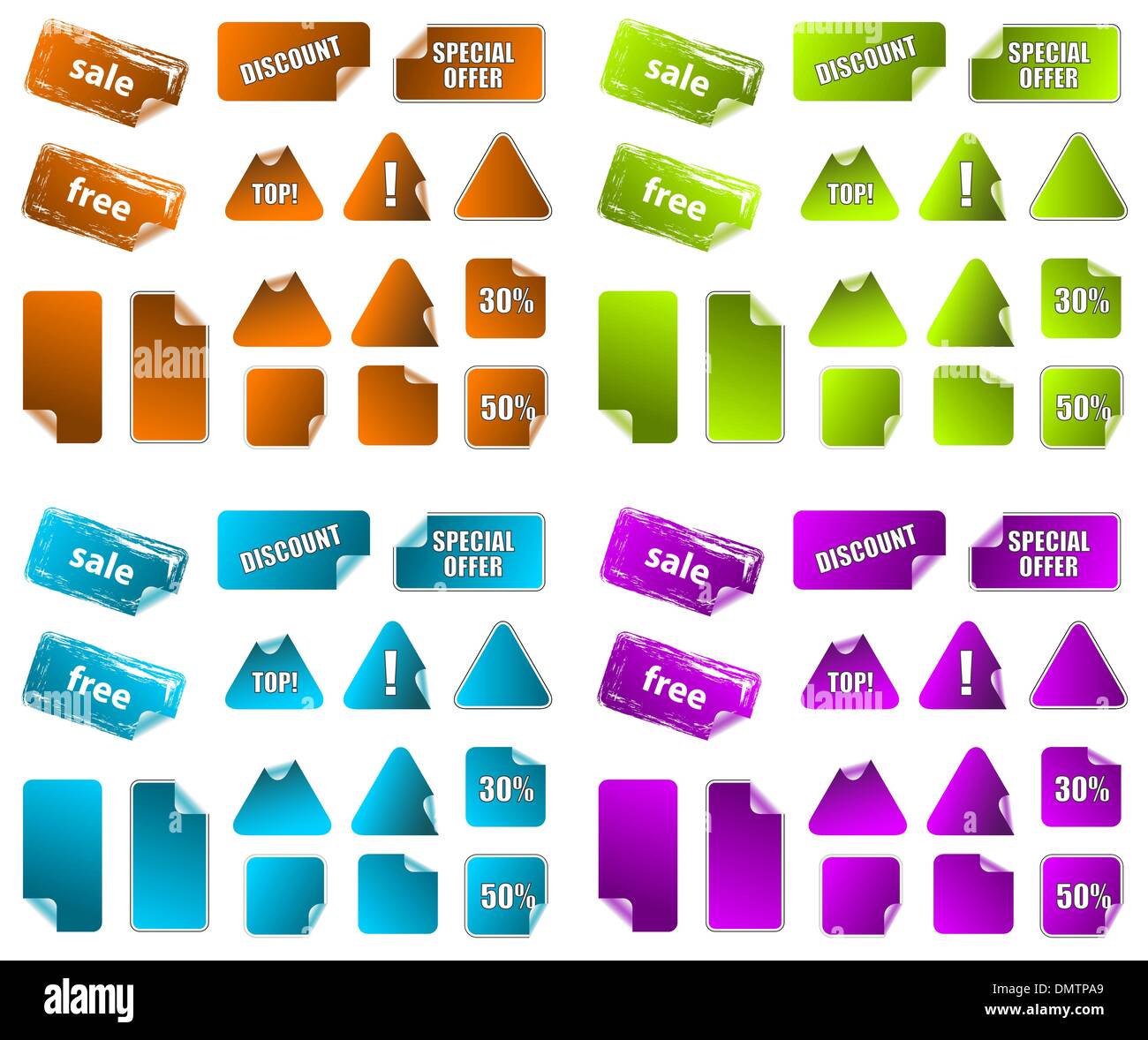 Collection of multicolored vector sticky marketing labels. Perfe Stock ...