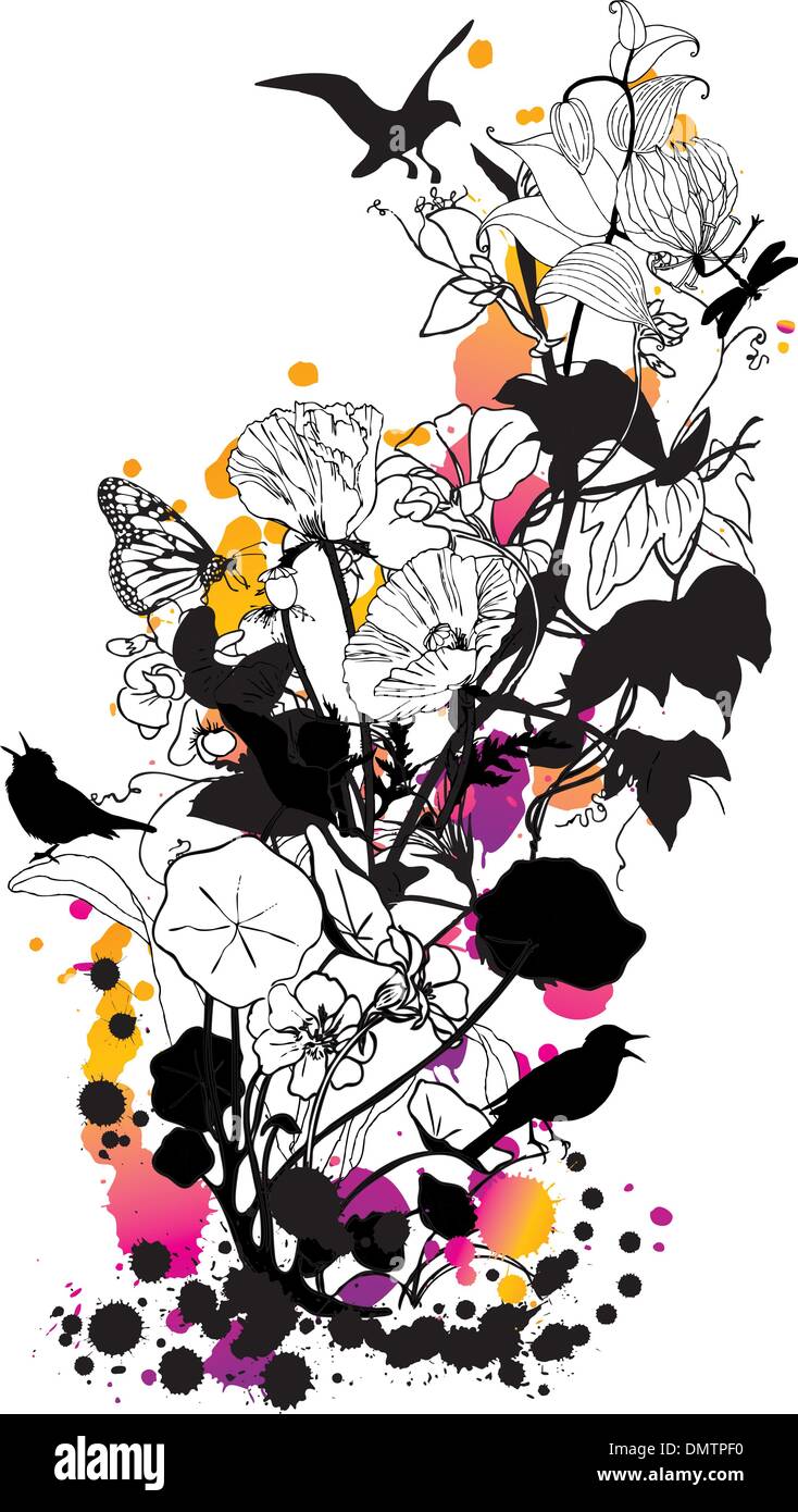 Tree roots foliage vector Cut Out Stock Images & Pictures - Alamy