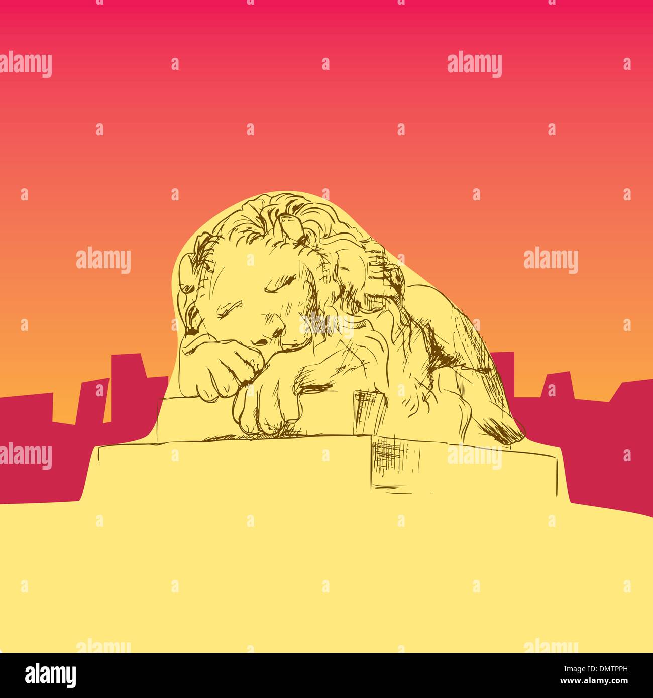 Sleeping lion drawing hi-res stock photography and images - Alamy