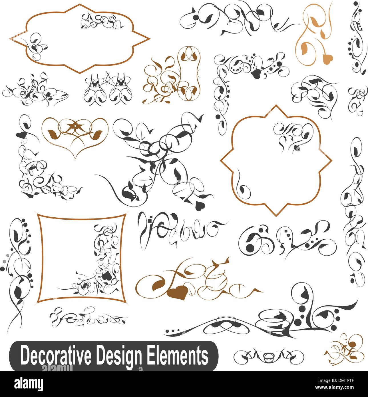 calligraphic design elements set, borders and vector frames Stock ...