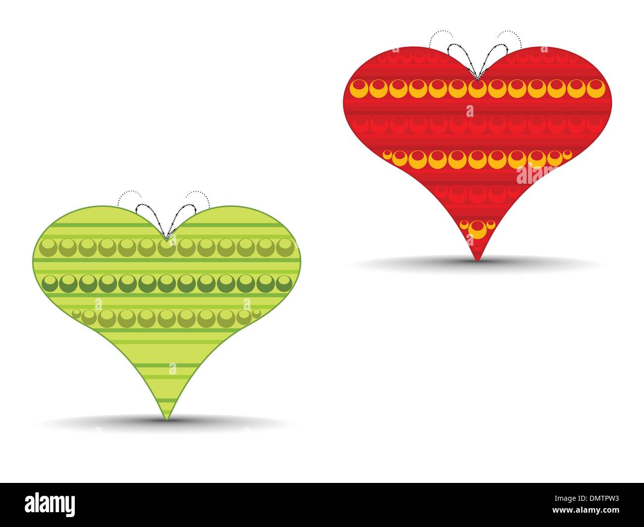 Vector illustration of two abstract heart shapes on isolated bac Stock ...
