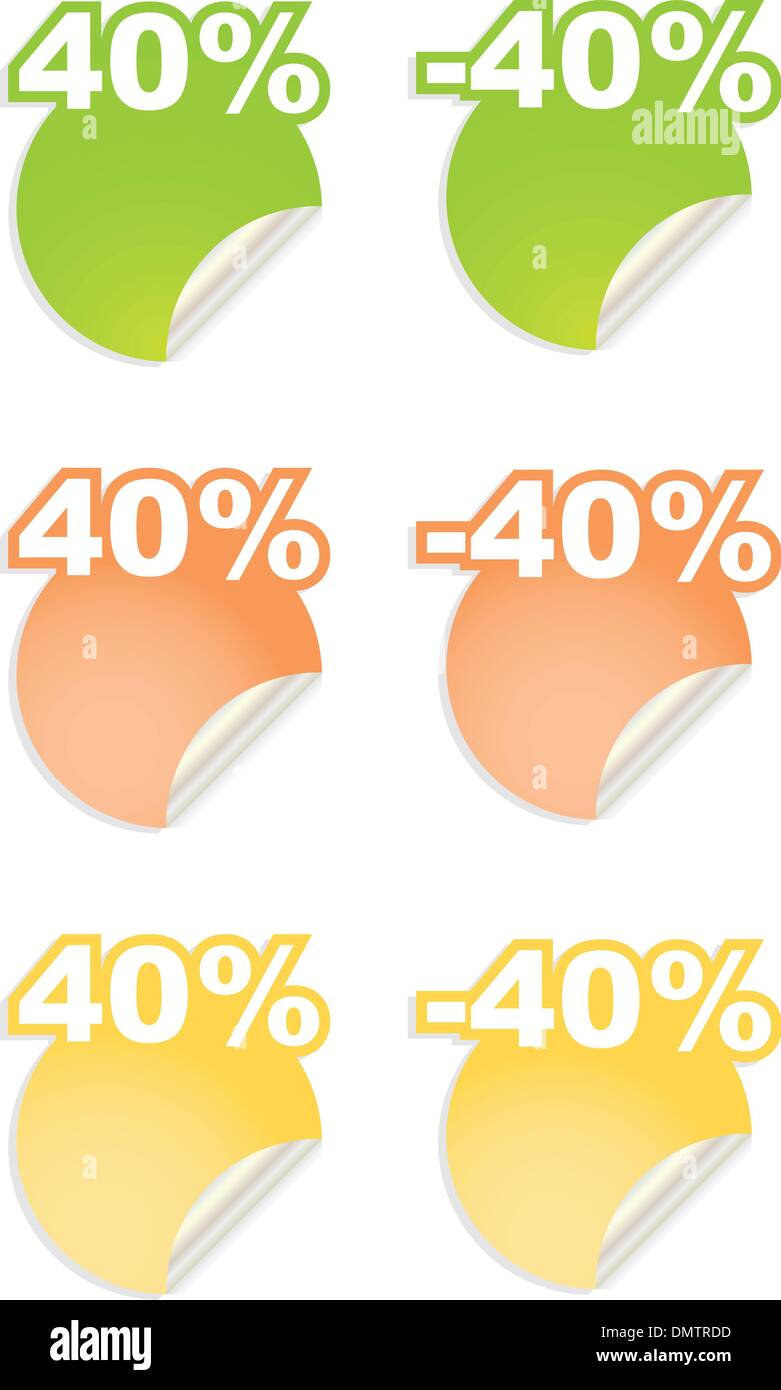 vector stickers with text percent Stock Vector Image & Art - Alamy