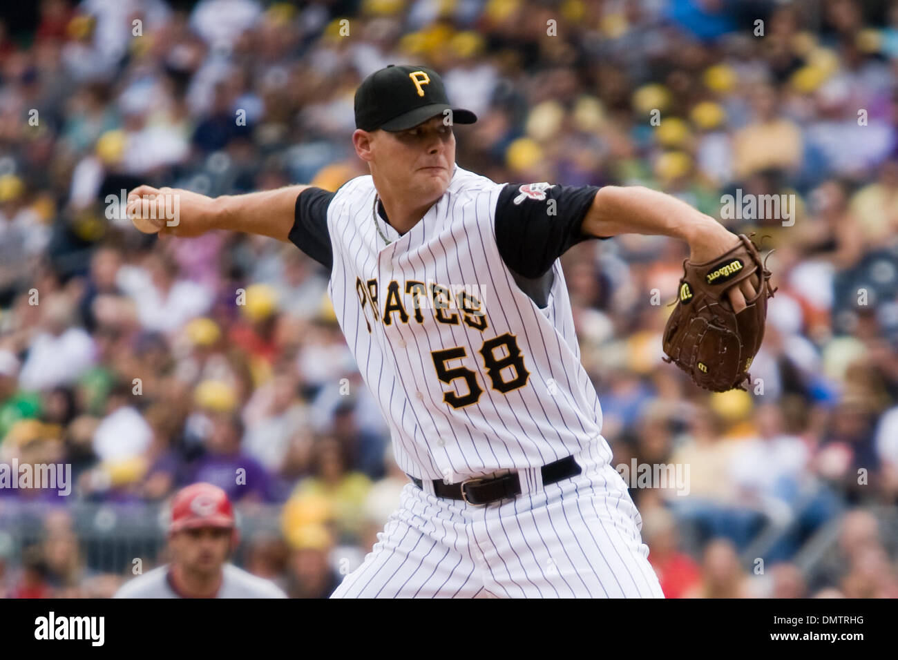 23 August 2009: Pirates relief pitcher Steven Jackson (58) fires a ...