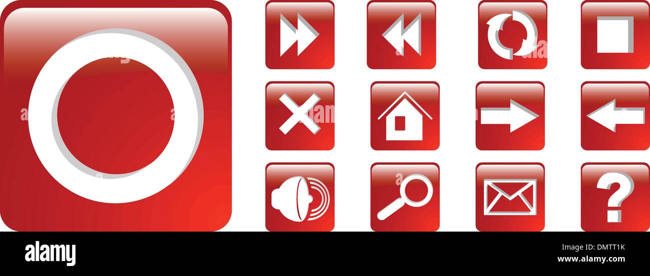 the vector set red web icon Stock Vector Image & Art - Alamy