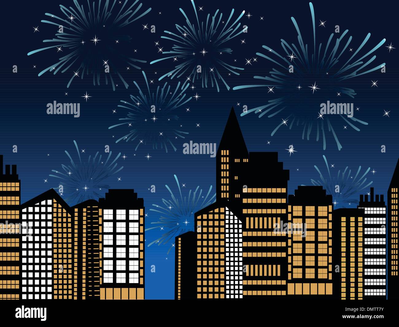 vector cityscape fireworks Stock Vector Image & Art - Alamy