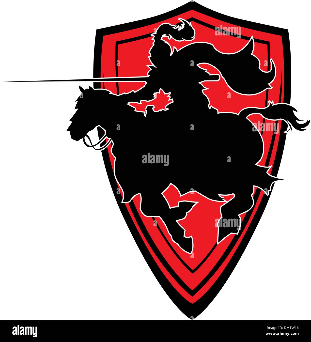 Jousting Knight vector silhouette Mascot on Horse Stock Vector Image ...