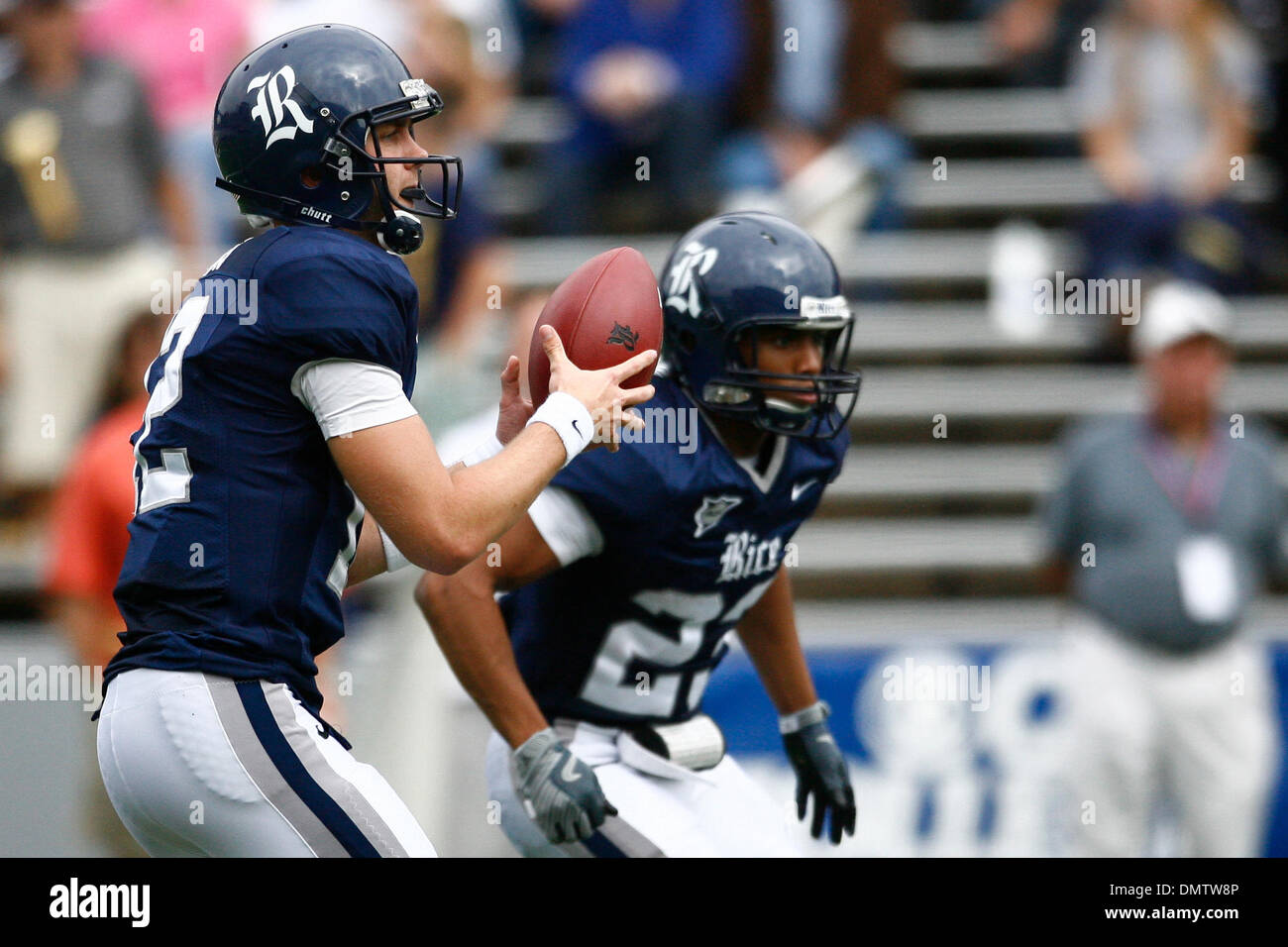 John Thomas Shepherd (#17) of the Rice Owls with Taylor Dupree (#22) of ...