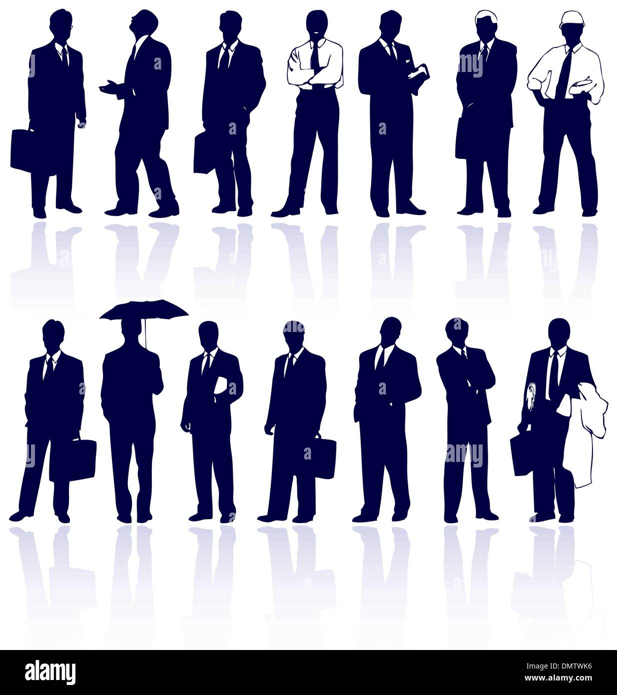 Set of vector business people silhouettes with reflections Stock Vector ...